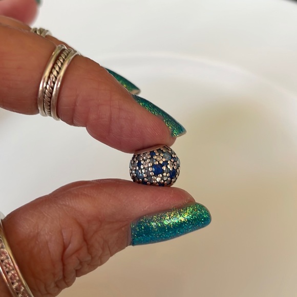 Pandora | Jewelry | Authentic Blue And Clear Pandora Charm | Poshmark